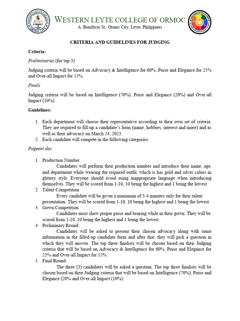 Criteria and Guidelines For Miss QA | PDF