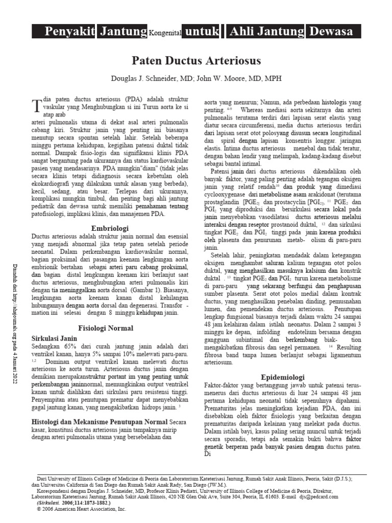 Patent Ductus Arteriosus | PDF