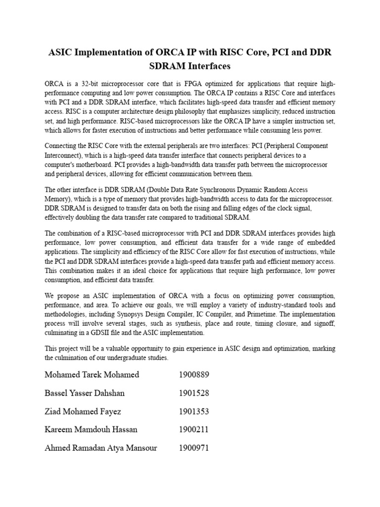 ASIC Design for ORCA RISC Core | PDF | Microprocessor | Digital Electronics