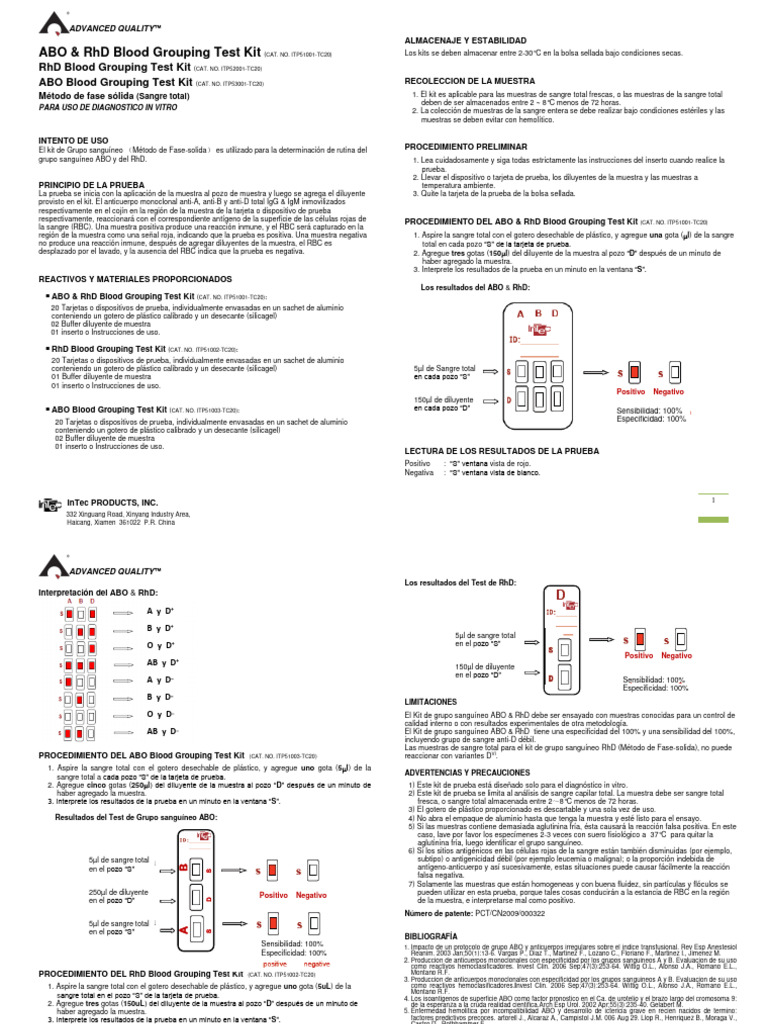 AB&D Blood Grouping Kit-Español PDF | PDF | Tipo de sangre | Serología