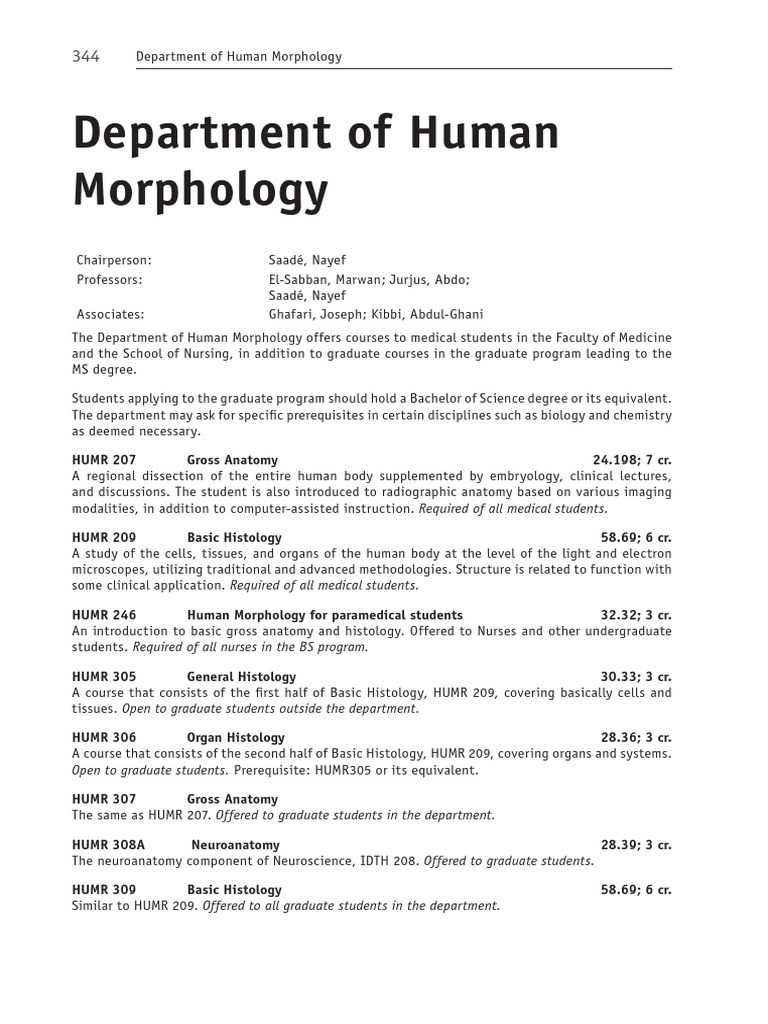 Human Morphology | PDF | Medical School | Histology