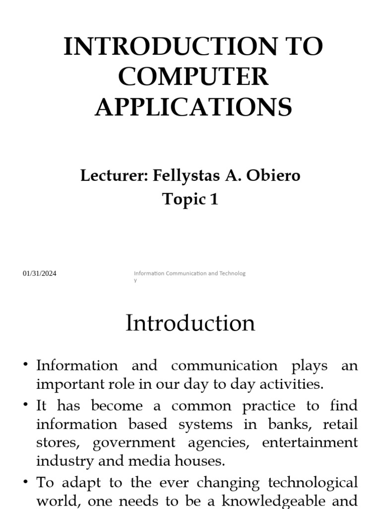 Introduction To Computer Application | PDF | Information | Programming