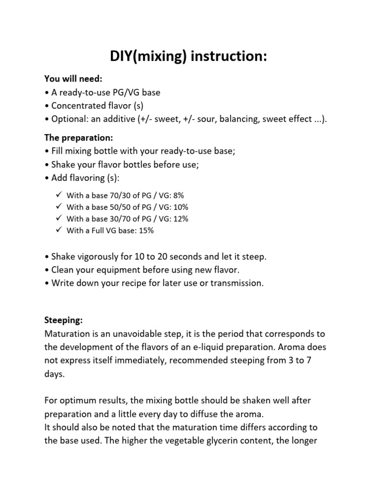 DIY (Mixing) Instruction:: You Will Need | PDF | Wellness