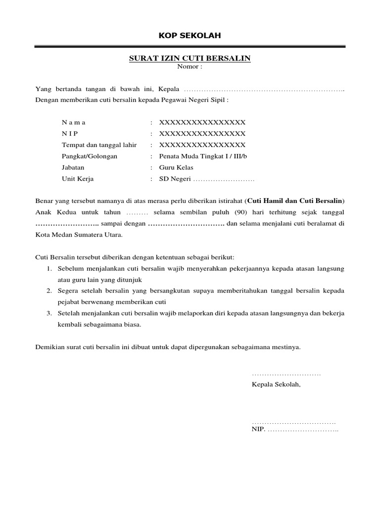 Surat Izin Cuti Bersalin | PDF