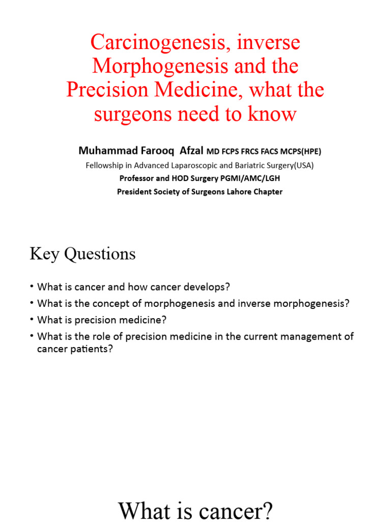 Carcinogenesis And Reverse Morphogenesis What The Surgeons Need To Know Asicon 21 Pdf Cancer