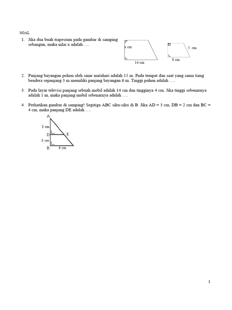 Latihan Soal Kelas IX Kesebangunan Dan K | PDF