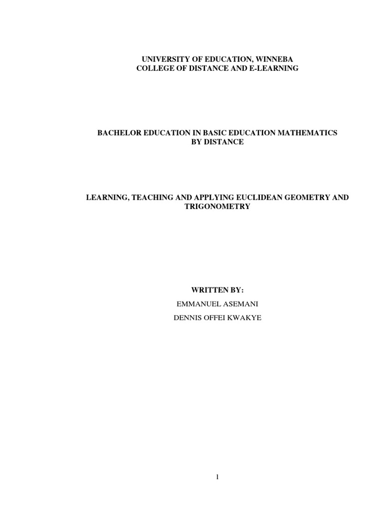 Learning Teaching And Applying Euclidean Geom And Trig Units 1 Pdf Trigonometric Functions