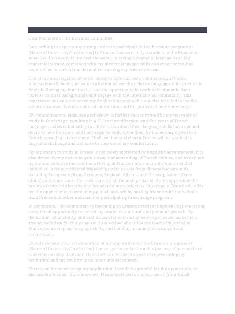 Dear Erasmus committee | PDF | Human Communication | Learning