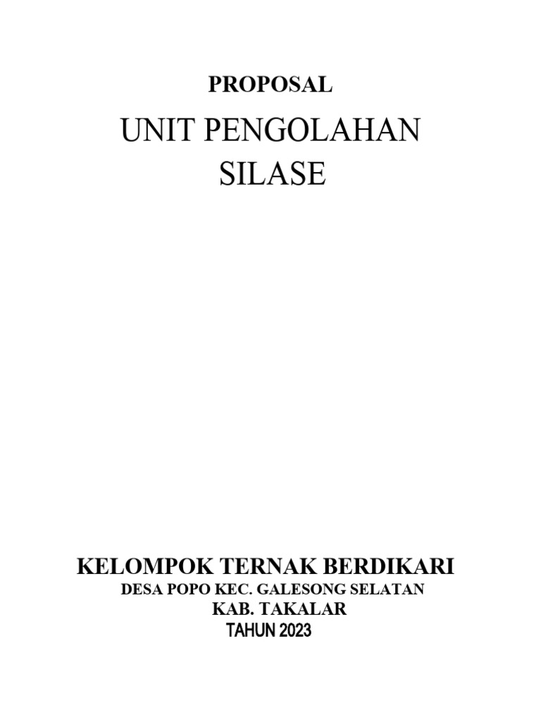 Proposal Silase Berdikari | PDF