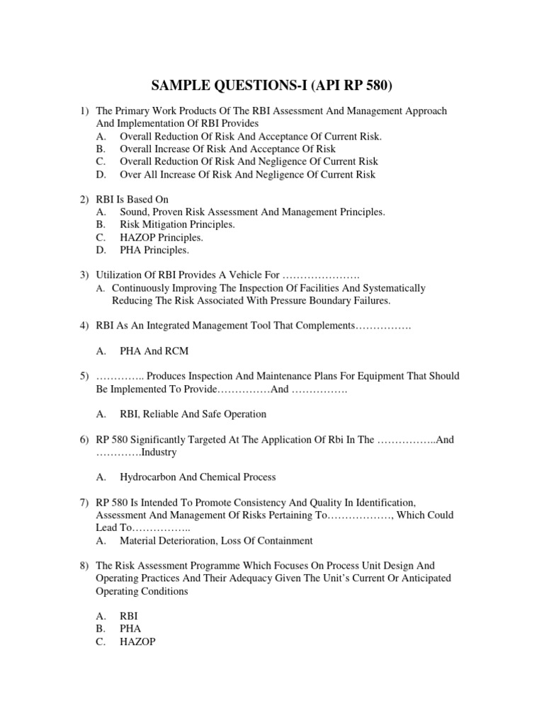 Sample Questions Sheet-1 | Download Free PDF | Risk | Risk Assessment