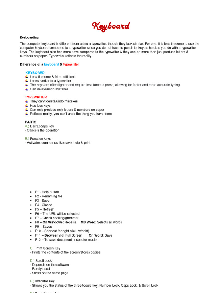 Keyboard Pdf Computer Keyboard Writing Implements
