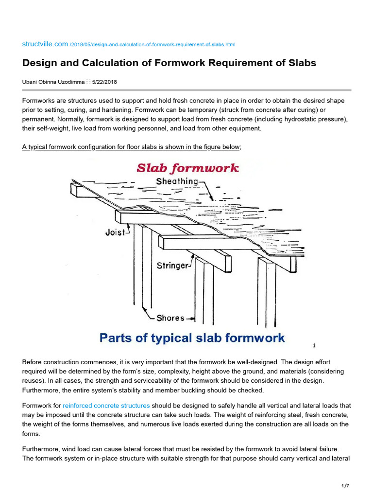 Design and Calculation of Formwork Requirement of Slabs | PDF