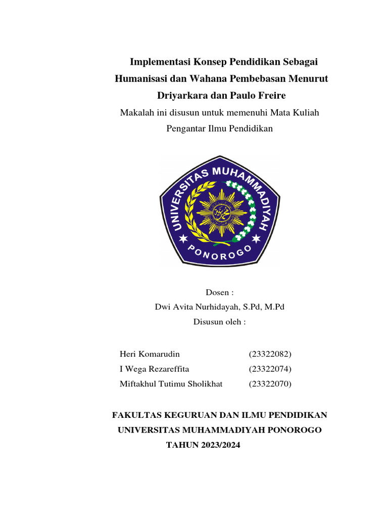 Kelompok 1 (Pendidikan Sebagai Humanisasi Dan Wahanan Pembebasan) | PDF Kelompok 1 (Pendidikan Sebagai Humanisasi Dan Wahanan Pembebasan) | PDF