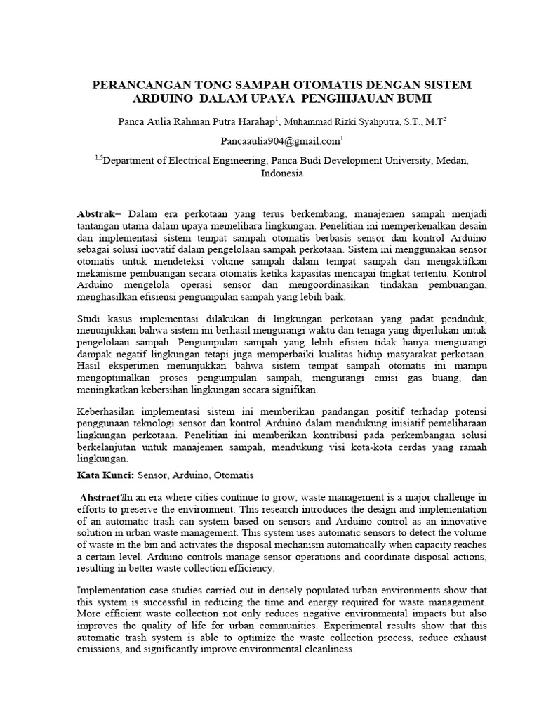 Jurnal Perancangan Tong Sampah Otomatis Dengan Sistem Arduino Dalam ...