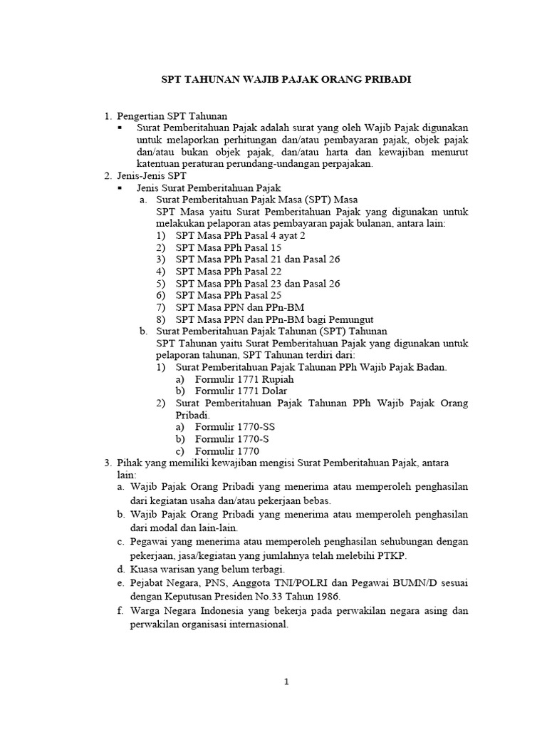 Materi SPT Tahunan WP Op | PDF