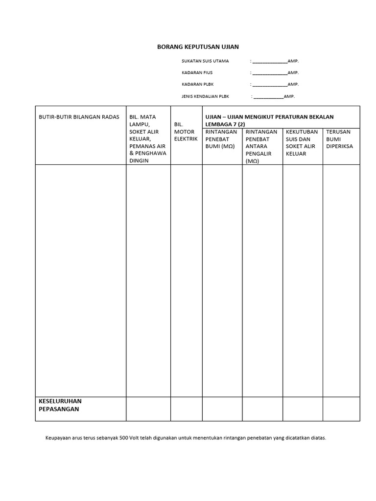 Borang Keputusan Ujian | PDF