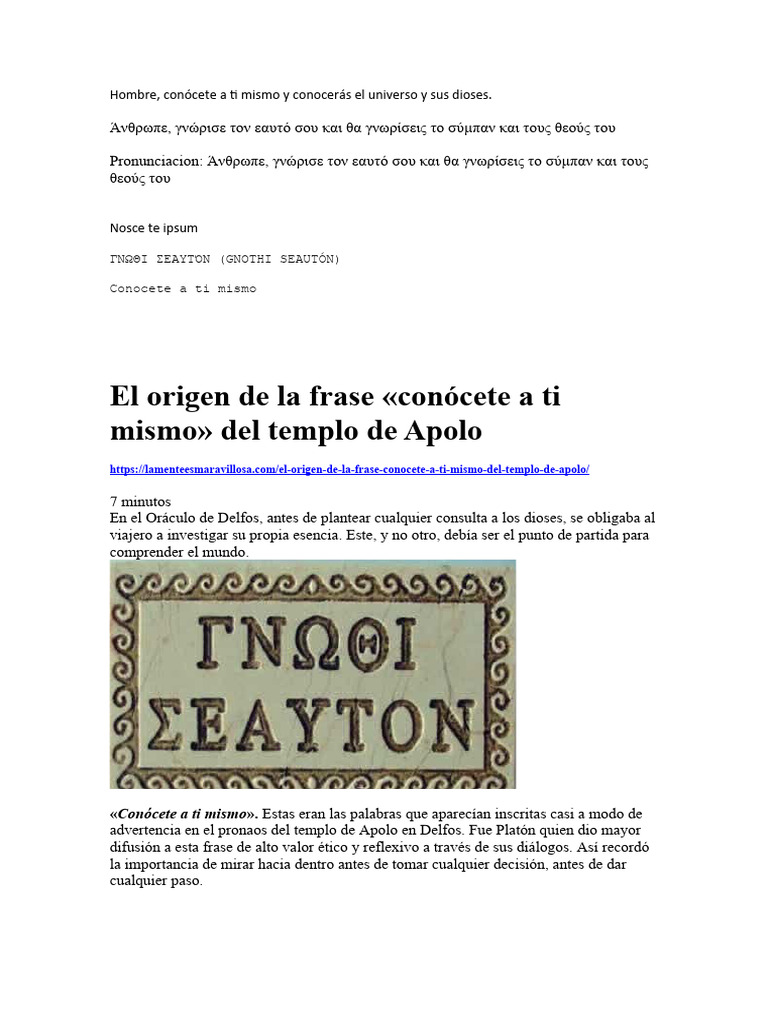 Conócete a Ti Mismo: Clave Vital | PDF | Filosofía | Religión y ...