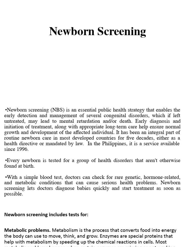 D Newborn Screening | PDF