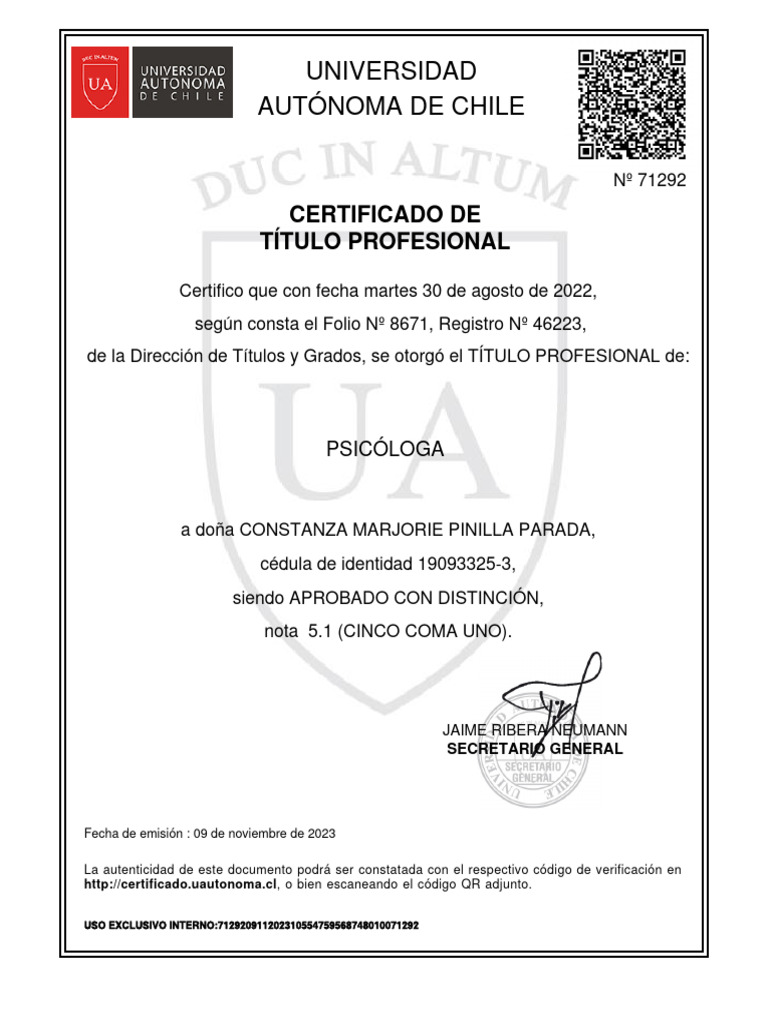 Certificado Titulo Grado | PDF