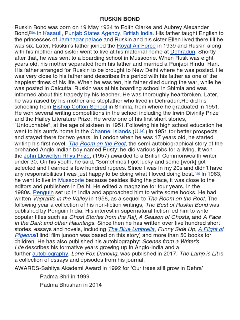 Ruskin Bond | PDF