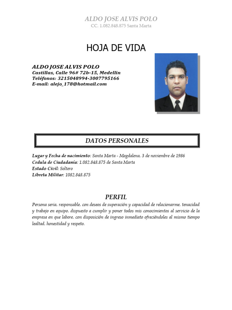 Hoja de Vida Aldo PDF | PDF