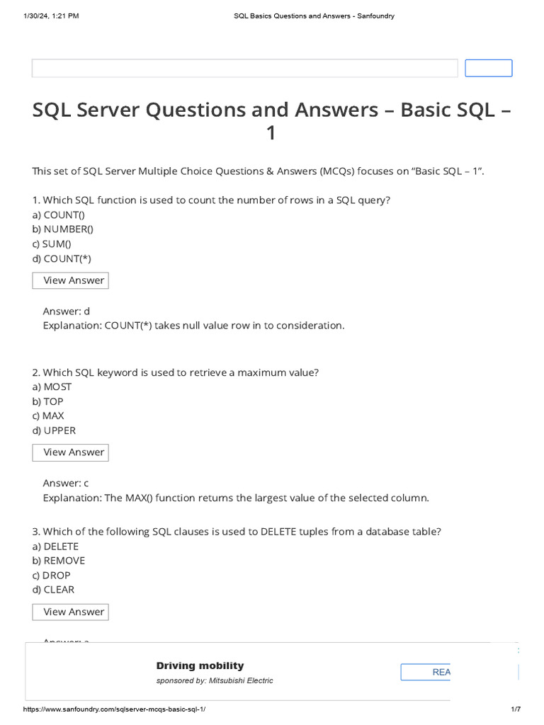 WPT Practice Quiz (8-12) Attempt Review | PDF | Sql | Microsoft Sql Server WPT Practice Quiz (8-12) Attempt Review | PDF | Sql | Microsoft Sql Server