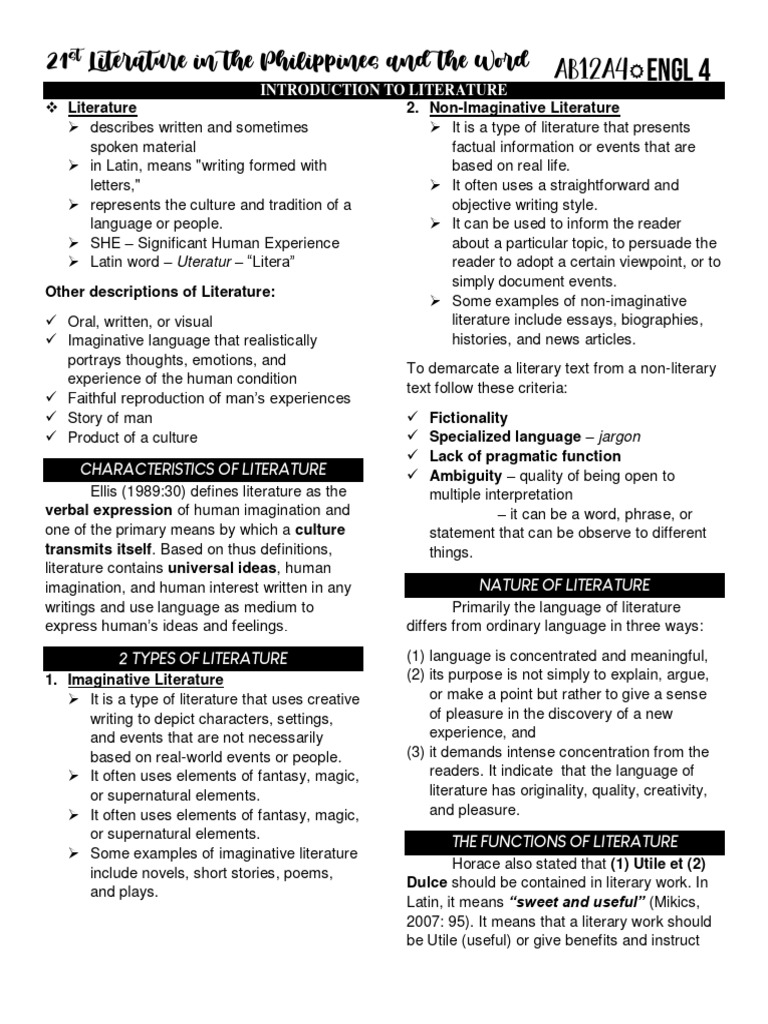 Introduction To Literature | PDF | Experience | Idea