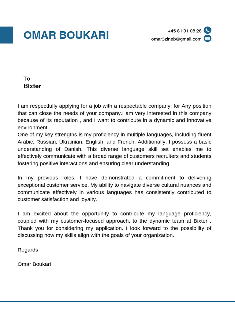 Job Application Bixter | PDF