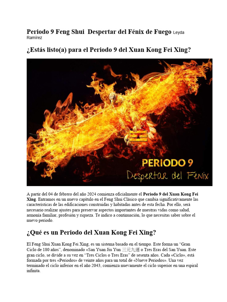 Periodo 9 Feng Shui Despertar Del Fénix de Fuego | PDF | Feng Shui
