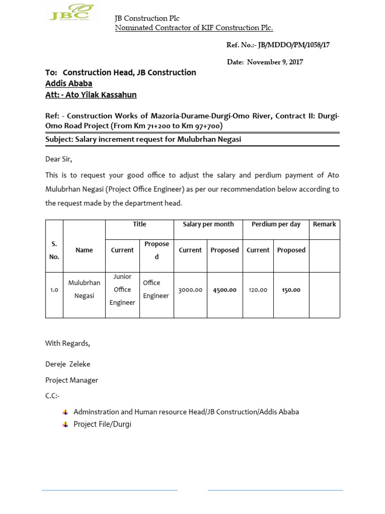 Salary Increment Request for Engineer | PDF
