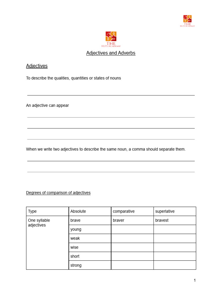 3-Adjectives and Adverbs | PDF | Adjective | Adverb