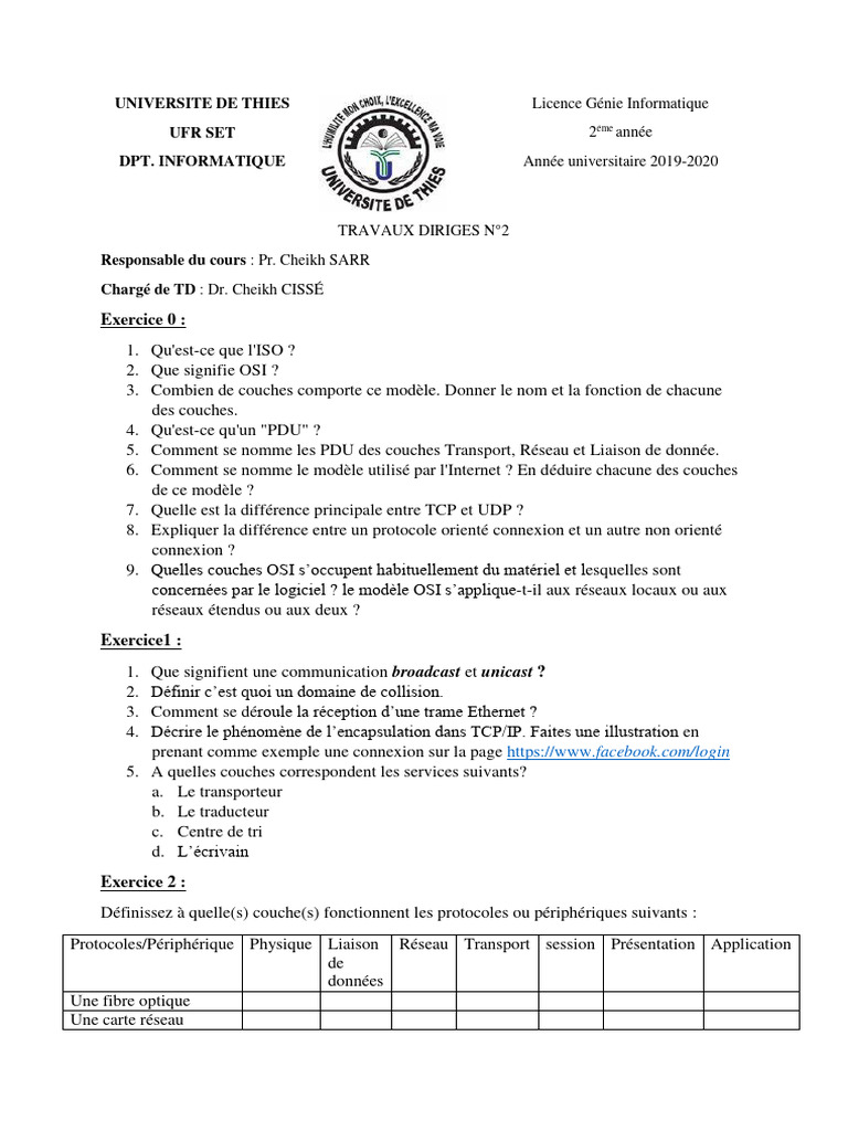 Trame Informatique et Modèle OSI | PDF | Modèle OSI | Protocoles Internet
