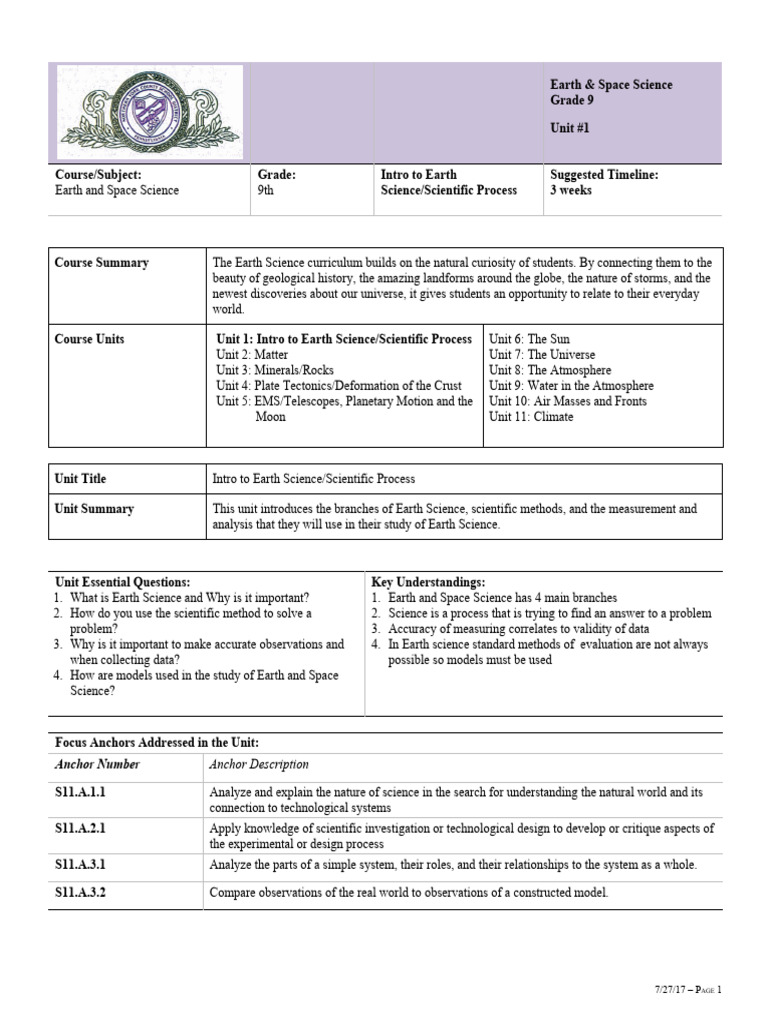 HS Earth Space Science Curriculum Framework | PDF | Plate Tectonics ...