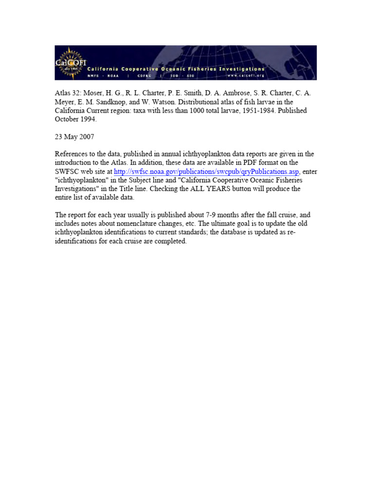 Fish Larvae Atlas: California Current | PDF | Oceanography | Natural ...