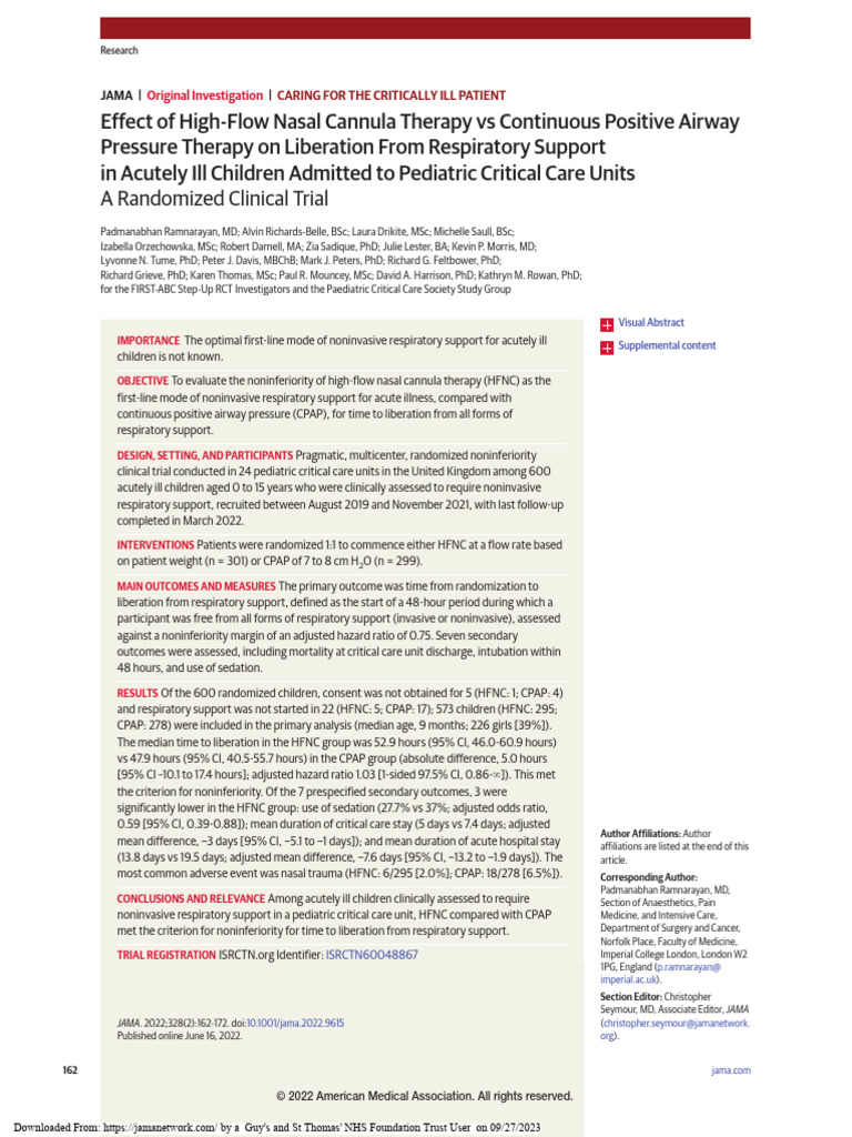ABC Jama Ramnarayan 2022 | PDF | Intensive Care Medicine | Randomized Controlled Trial