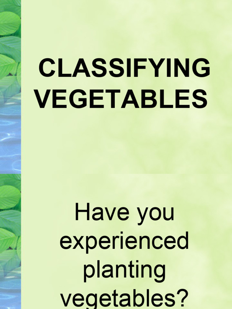 Classifying Vegetables | PDF | Vegetables | Fruit