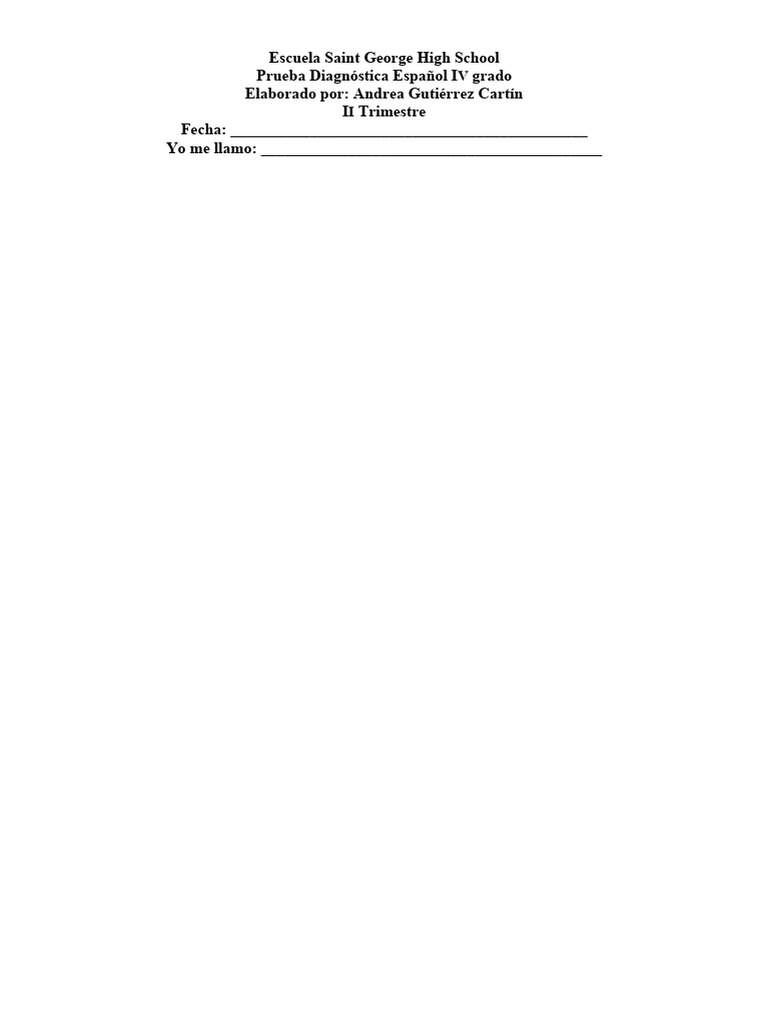 Prueba Diagnóstica Matemáticas 2° Grado | PDF