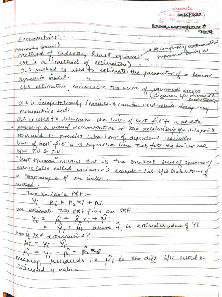 Econometrics Notes | PDF