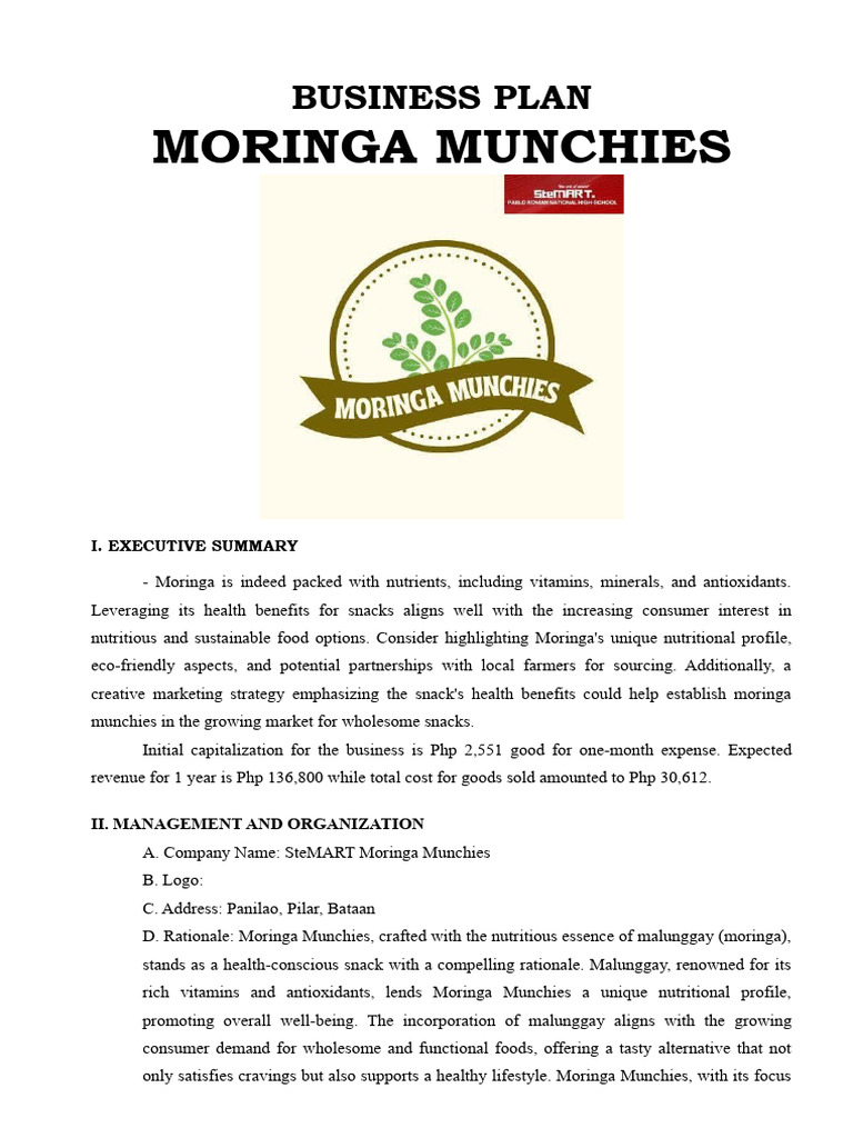 Moringa Munchies Business Plan Edited | Download Free PDF | Equity ...