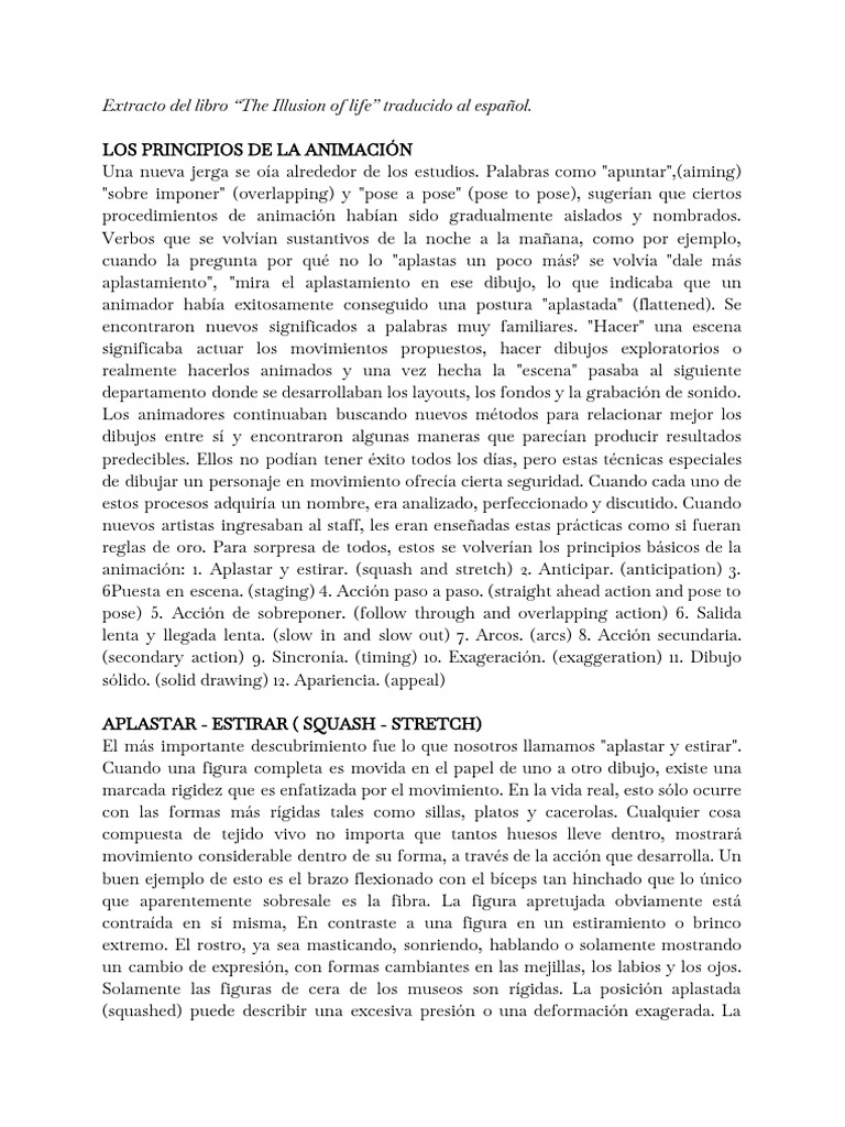 Extracto Del Libro "The Illusion of Life" Traducido Al Español - Animación 2D | PDF | Animación ...