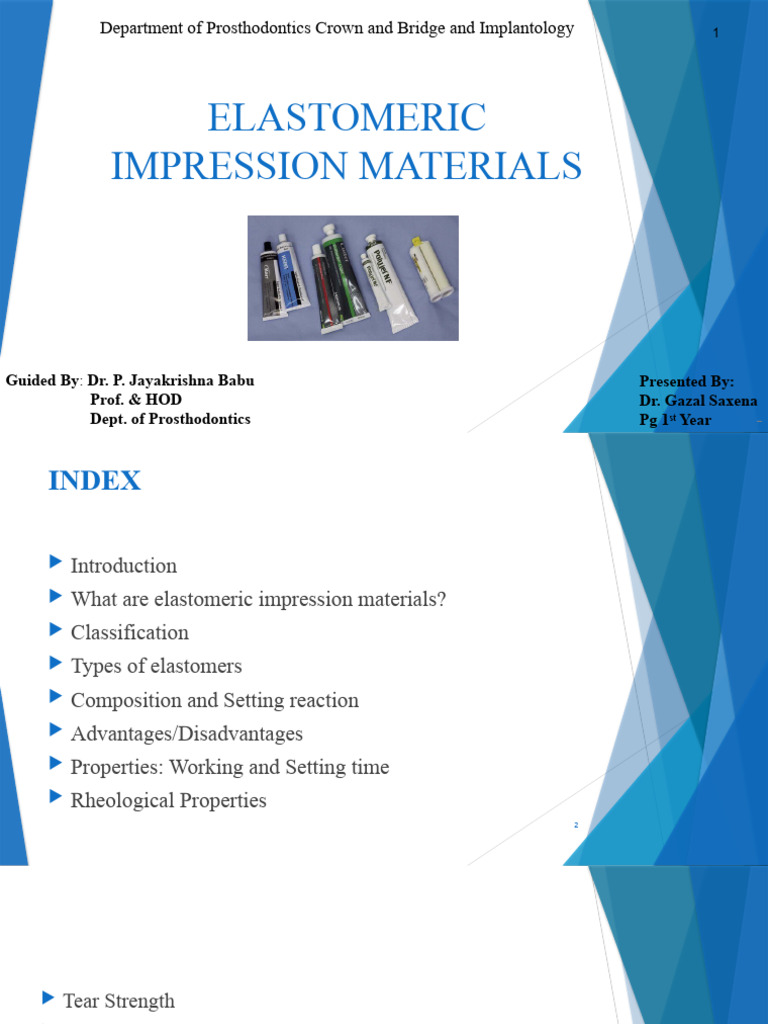 Elastomeric Impression Materials | PDF | Dental Material | Polymer Chemistry