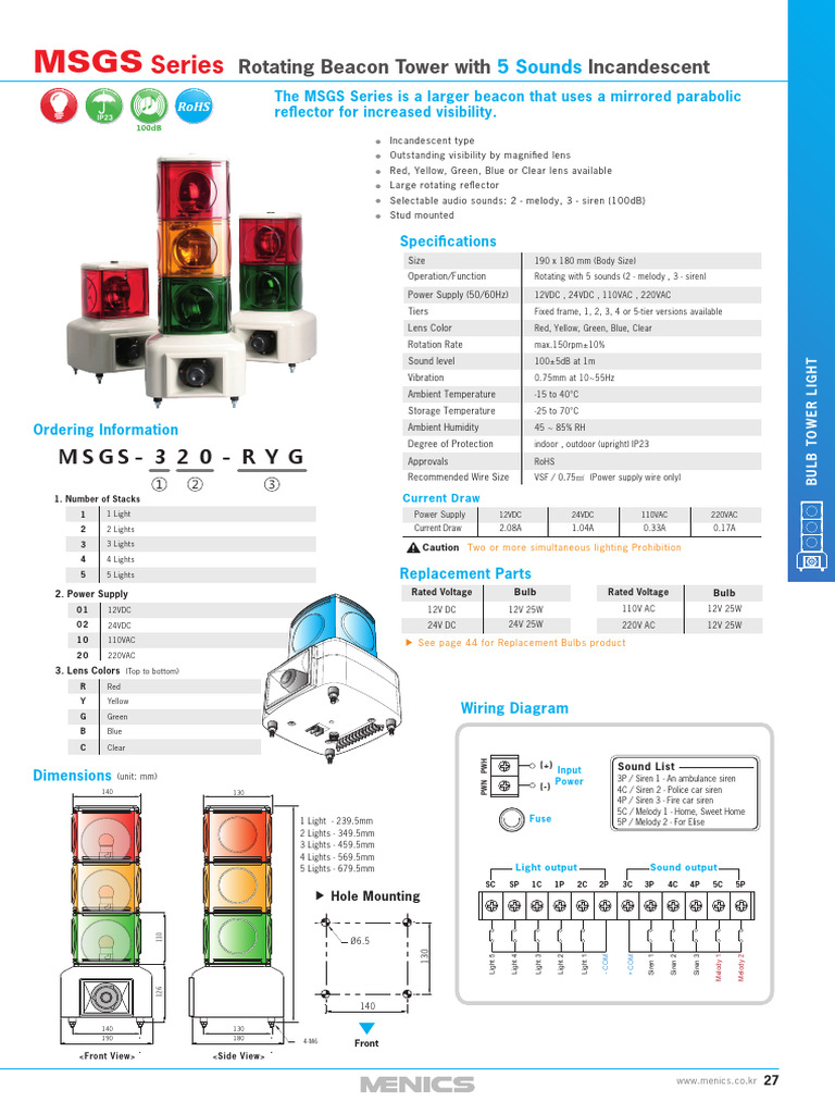 Menics Tower Light Wiring Guide | PDF | Incandescent Light Bulb | Power ...