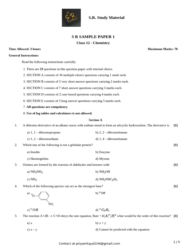 Chem Sample 1 | PDF | Coordination Complex | Transition Metals