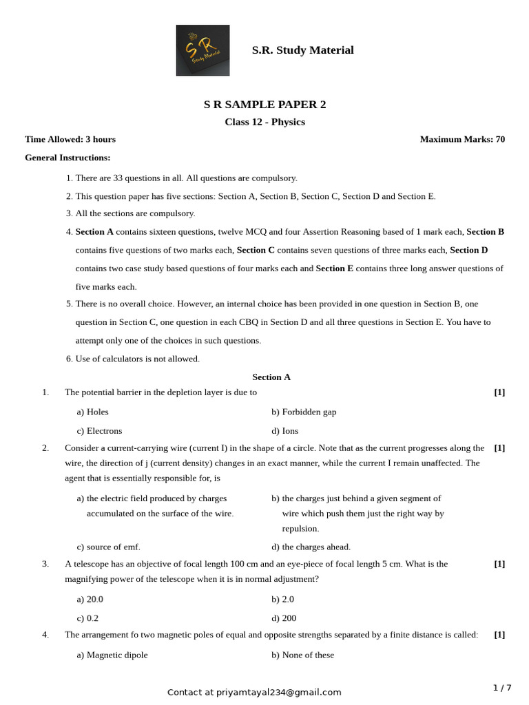 10127sp 2 Physics | Download Free PDF | Waves | Magnetic Field