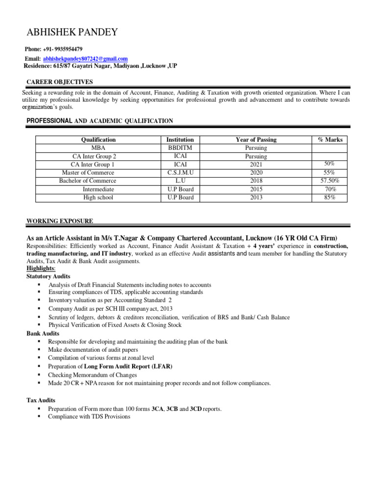 Final Resume Abhi - 2 3 - 240108 - 144741 | PDF | Audit | Financial Economics