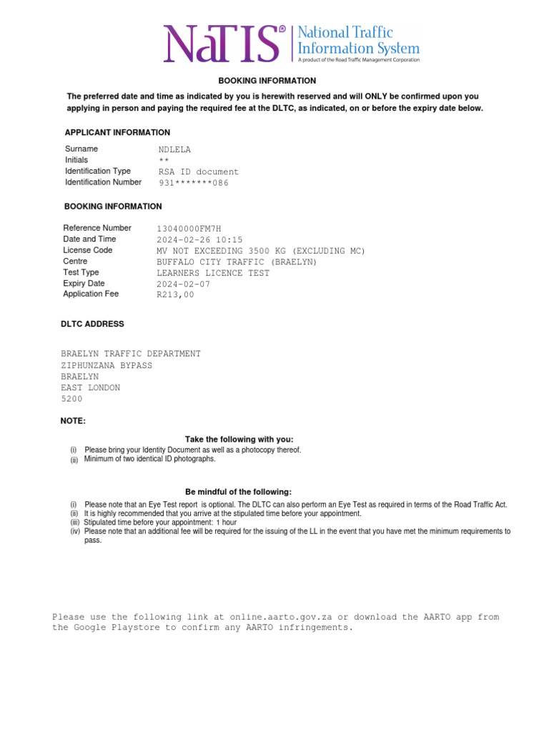 Surname Initials Identification Type Identification Number | PDF ...