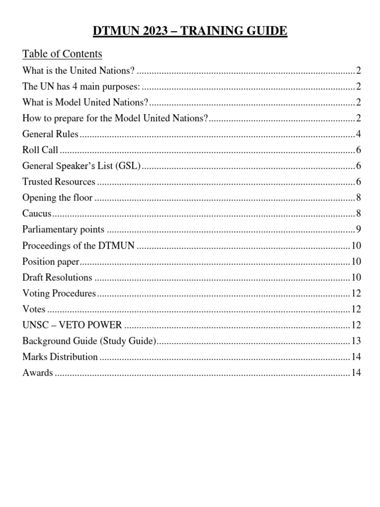 Training Guide | PDF | United Nations | International Relations