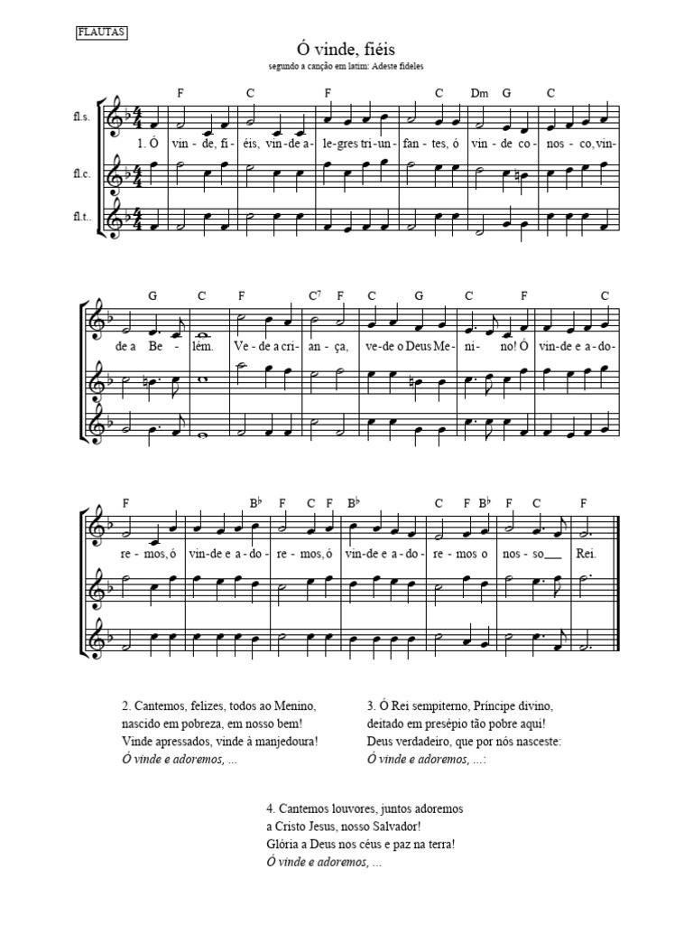 O Vinde Fieis Flautas | PDF