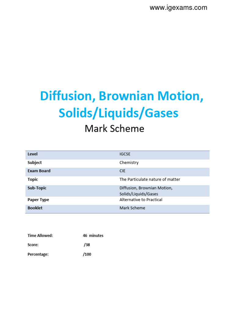 1-Diffusion-Brownian-Motion-Solids-Liquids-Gases-MS-CIE-IGCSE-Chemistry-Practical - 1 ANS | PDF ...