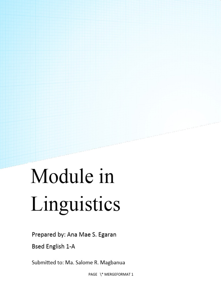 Module-in-Linguistics-1 Rev1 | PDF | Linguistics | Psycholinguistics